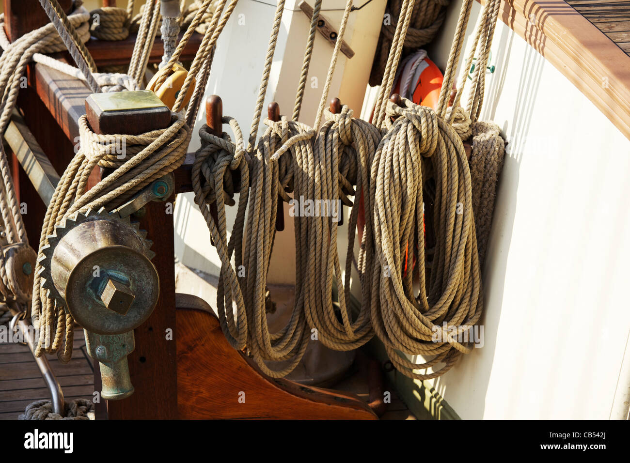 Neatly coiled lines on the Lynx. Tall Ships 2011, Navy Pier, Chicago ...