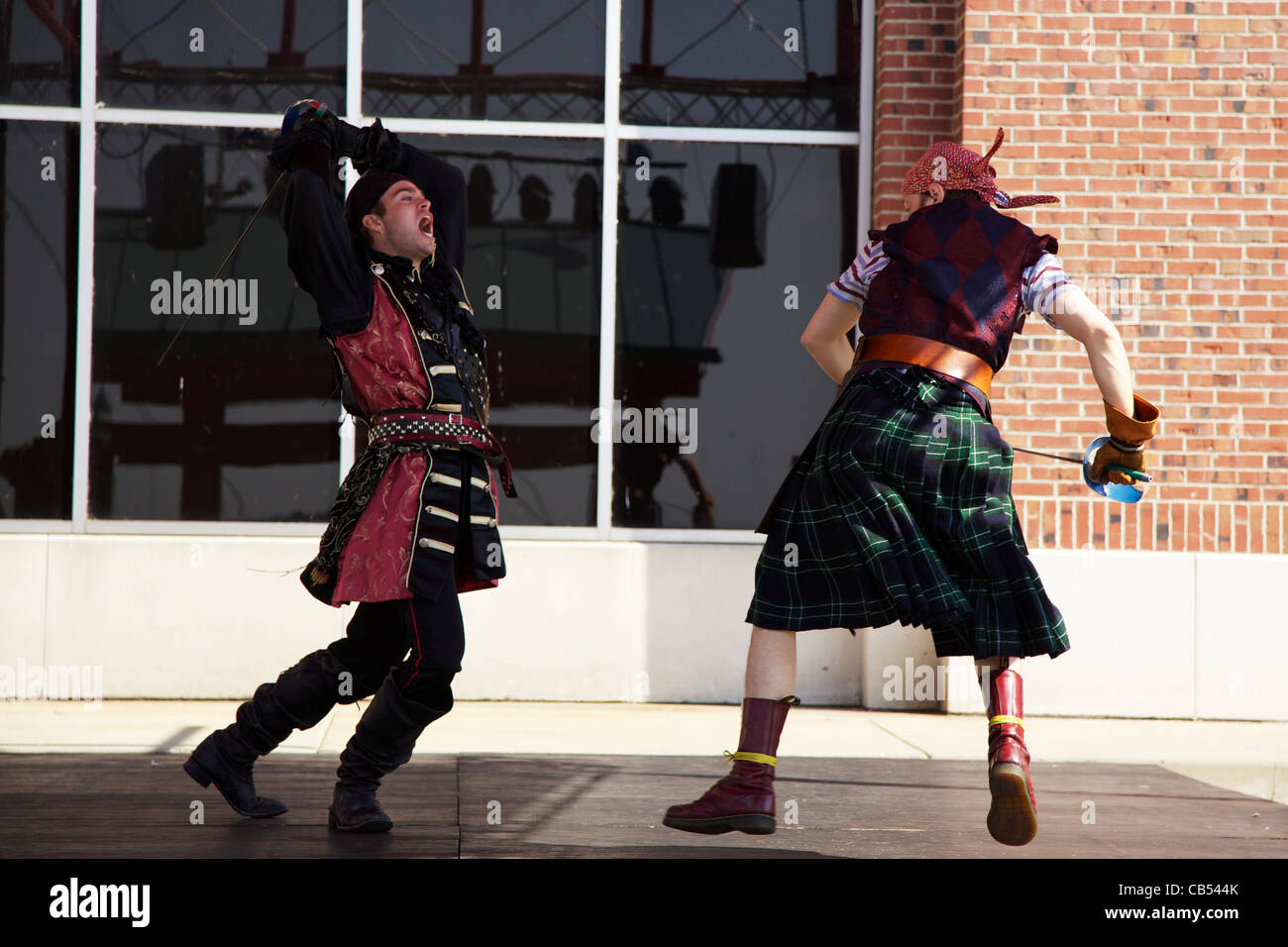 Mock pirate fencing duel. Navy Pier, Chicago, Illinois Stock Photo - Alamy