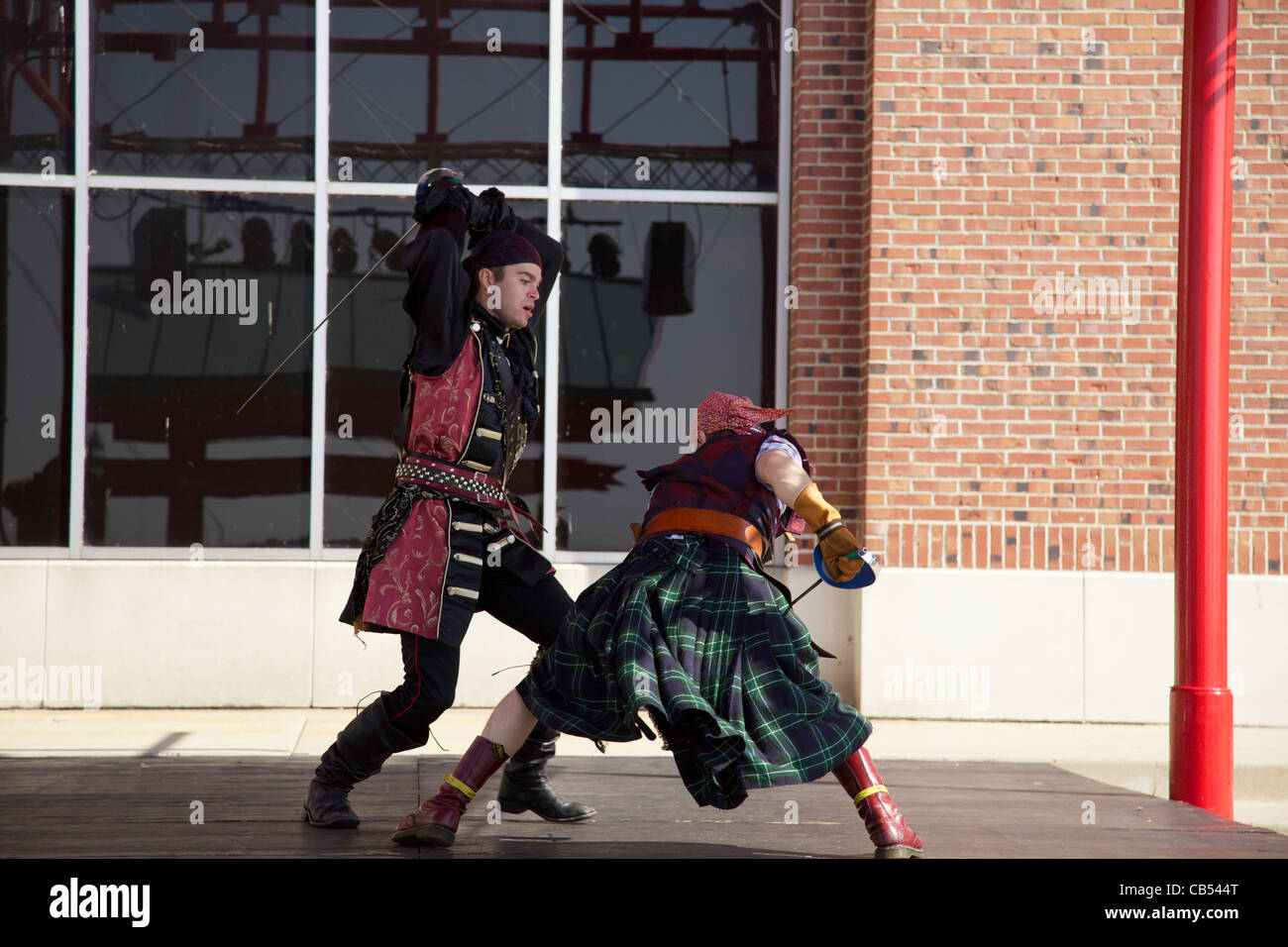 Mock pirate fencing duel. Navy Pier, Chicago, Illinois Stock Photo - Alamy