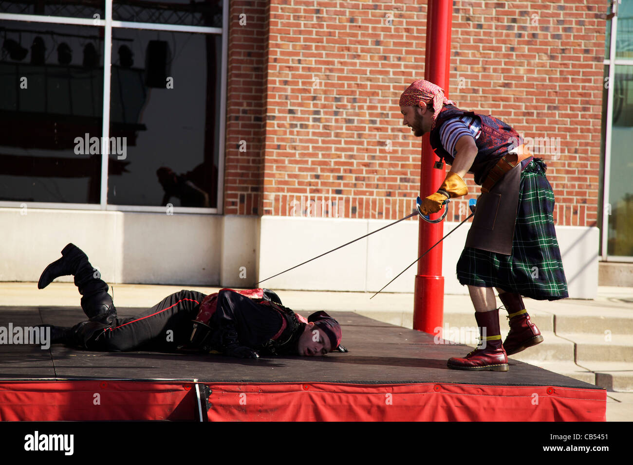 Mock pirate fencing duel. Navy Pier, Chicago, Illinois Stock Photo - Alamy