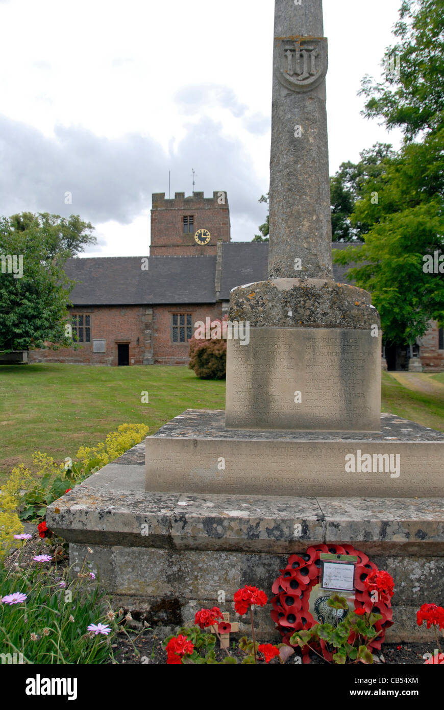 War memorial St Mary's church Hanley Castle Worcestershire England UK ...