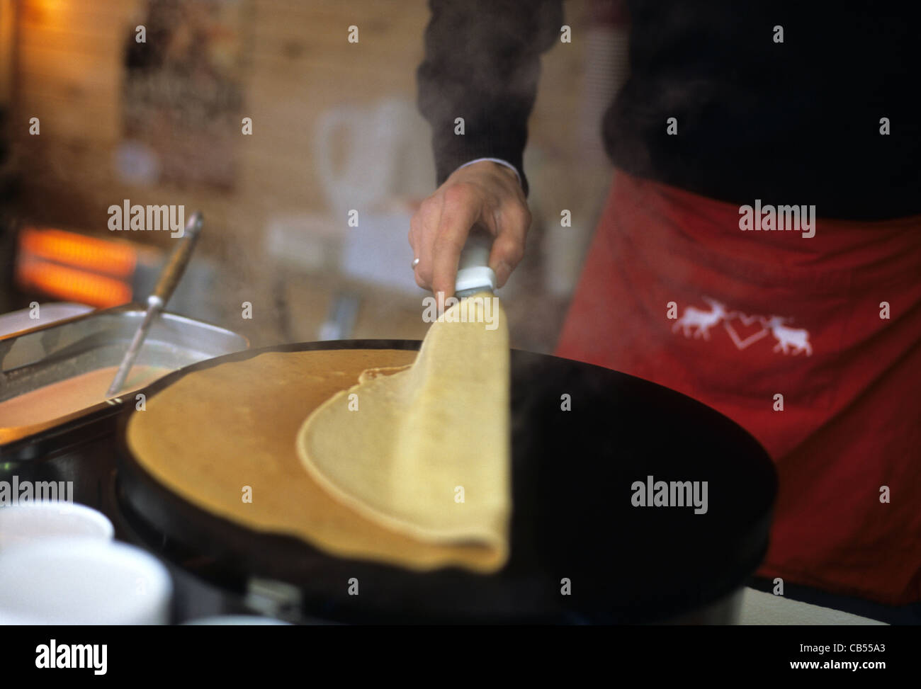 Pancake stall at the Christmas market, Carcasonne, France Stock Photo ...