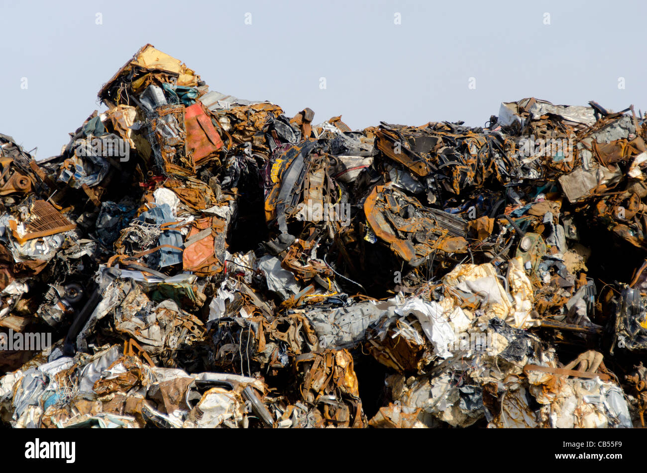 Barge full of scrap metal for recycling, including crushed cars Stock ...