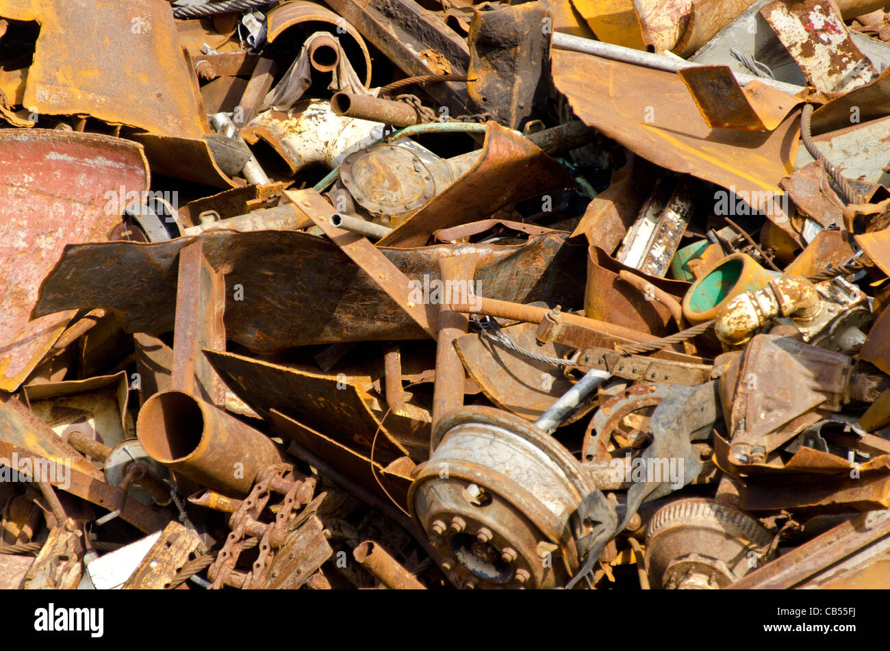 Barge full of scrap metal for recycling, including crushed cars Stock ...