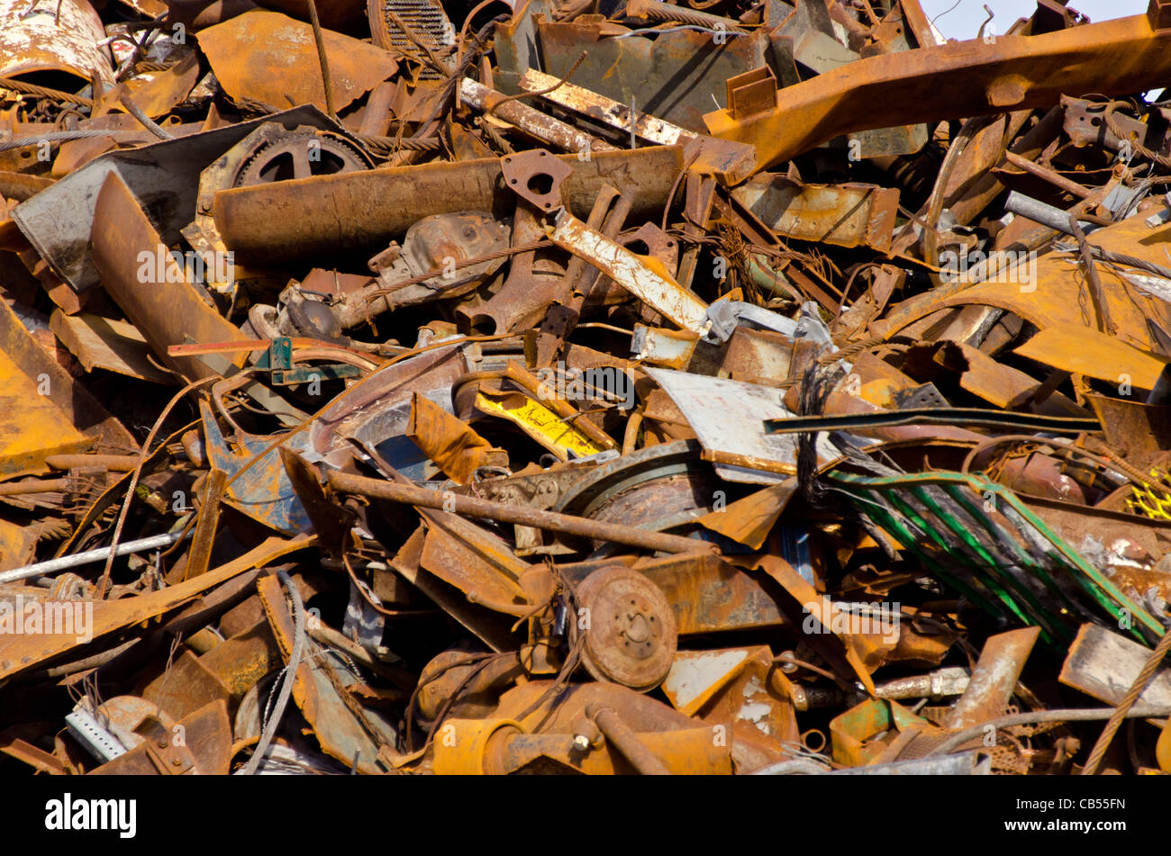 Barge full of scrap metal for recycling, including crushed cars Stock ...