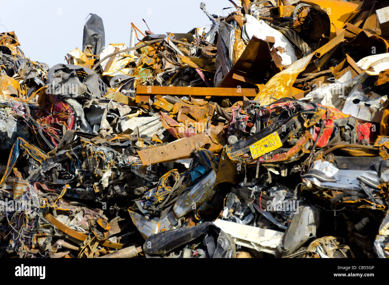 Barge full of scrap metal for recycling, including crushed cars Stock ...