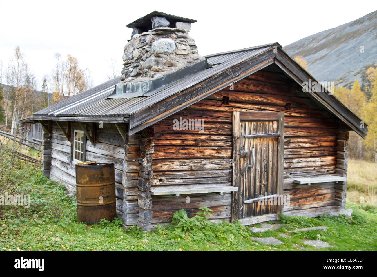 Old and traditional wooden cabin in Sweden Stock Photo - Alamy