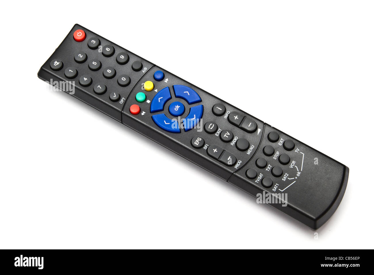 Black remote control isolated on white background Stock Photo - Alamy