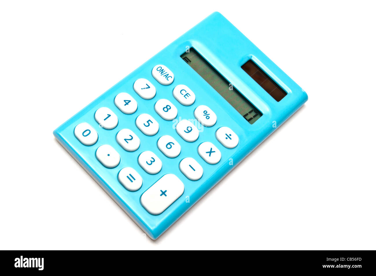 Blue calculator isolated on white background Stock Photo - Alamy