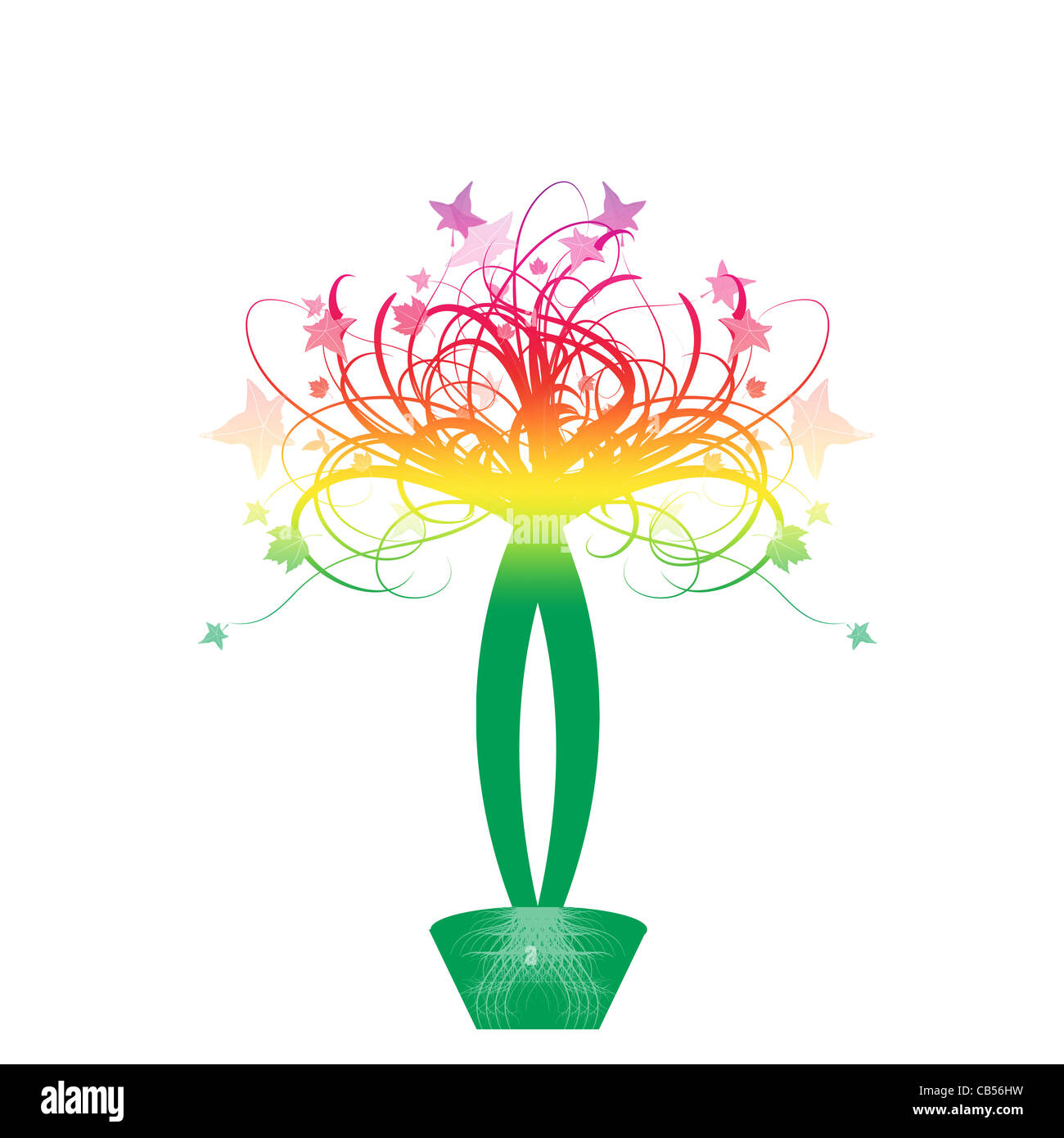 Beautiful abstract floral basket on white background Stock Photo - Alamy