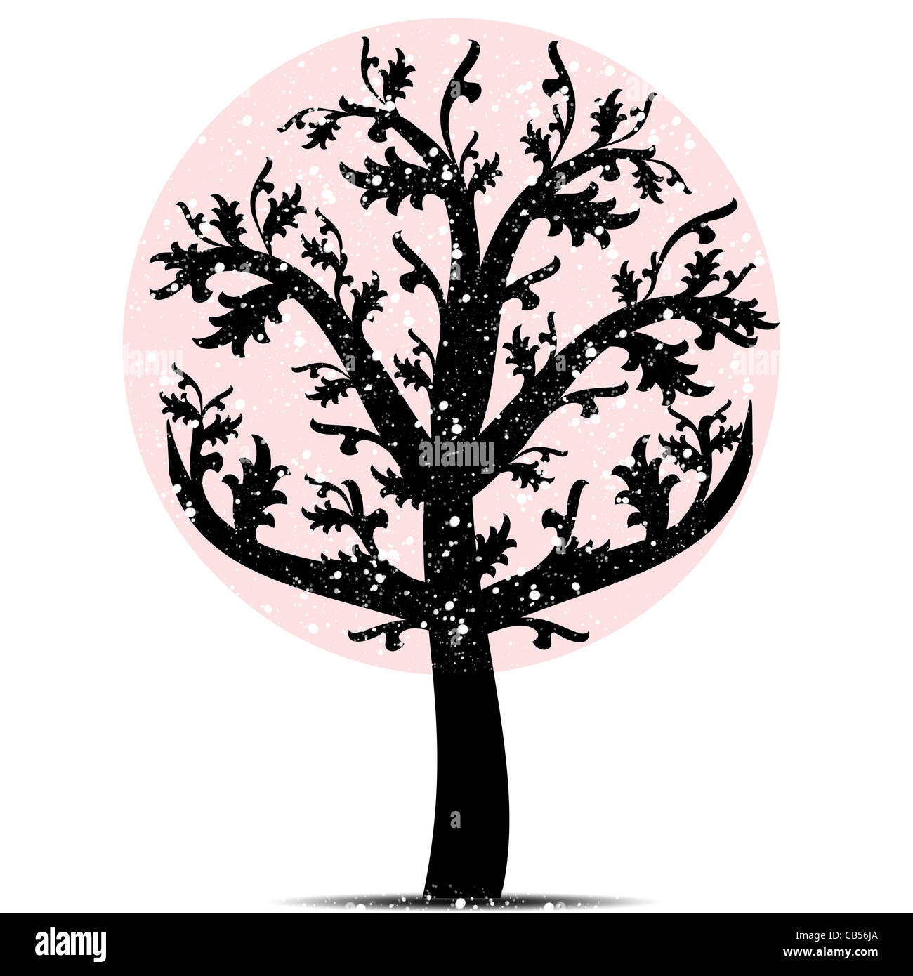 Abstract winter tree with snowflakes on white background Stock Photo ...