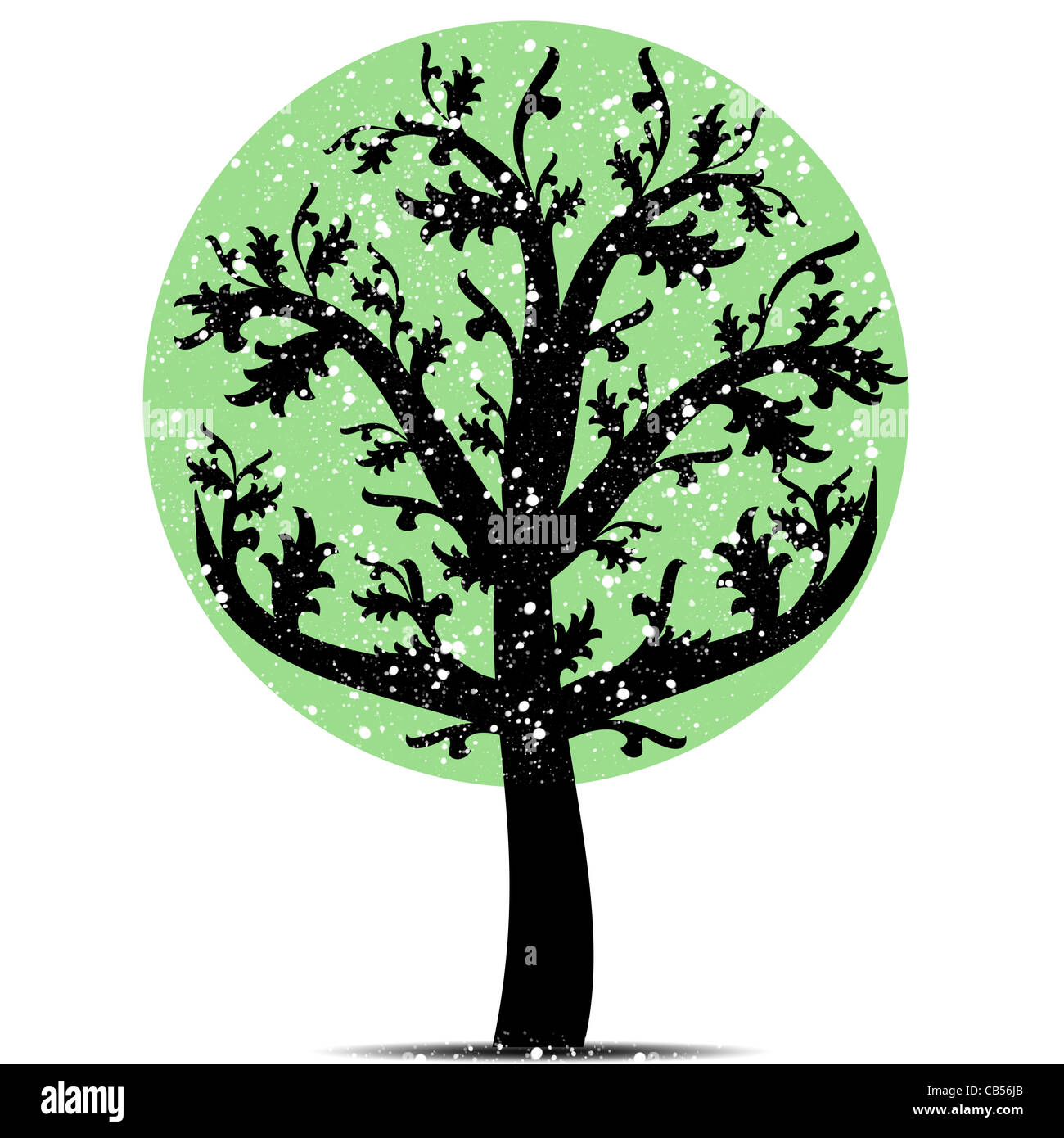 Abstract winter tree with snowflakes on white background Stock Photo ...