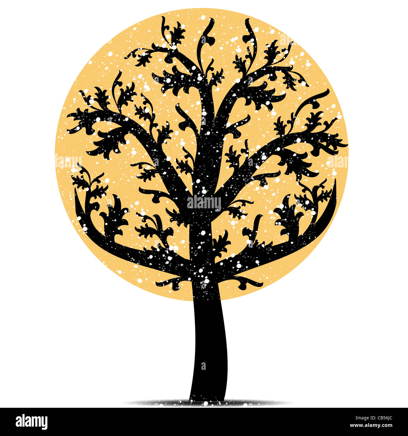 Abstract winter tree with snowflakes on white background Stock Photo ...