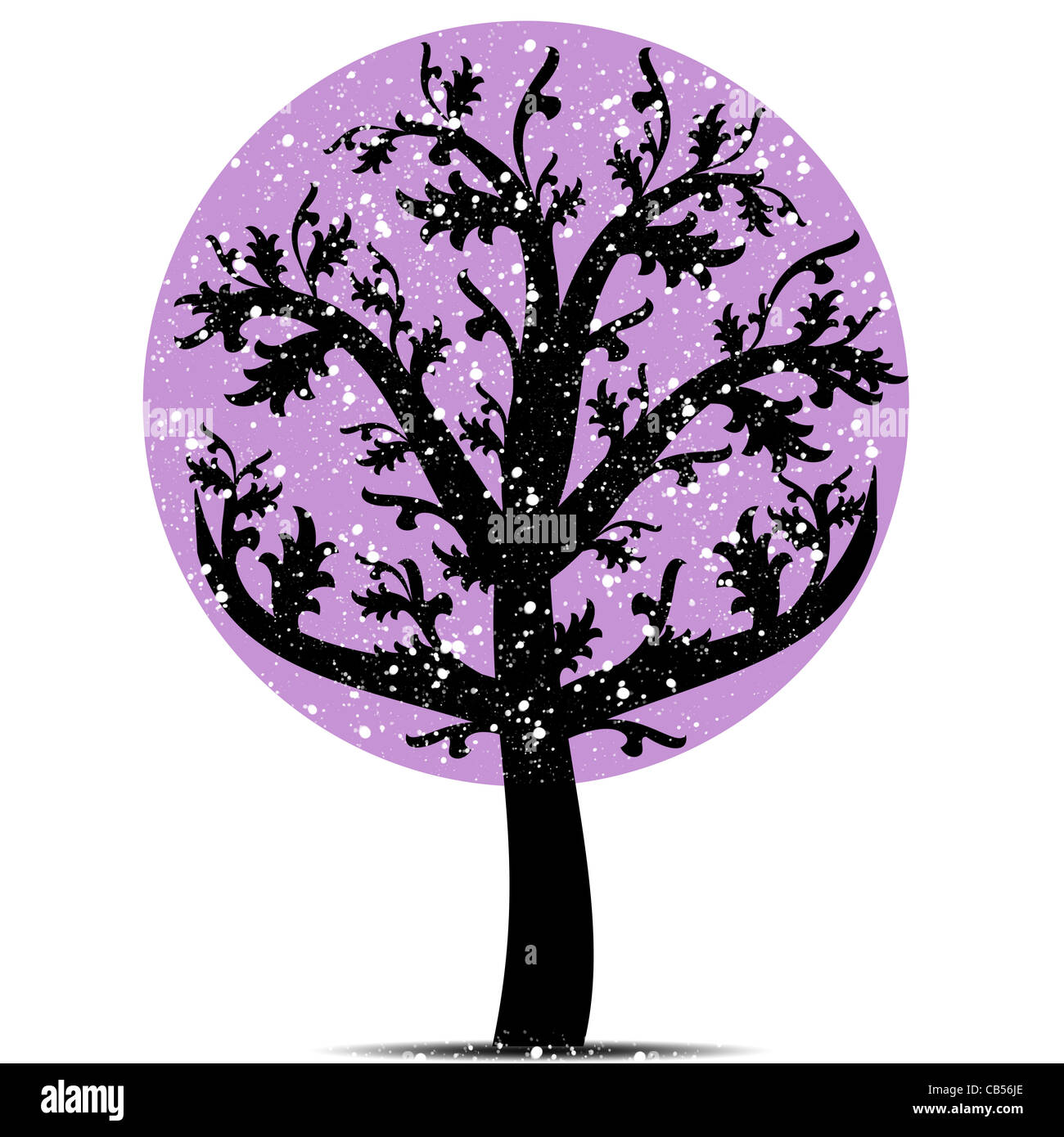 Abstract winter tree with snowflakes on white background Stock Photo ...