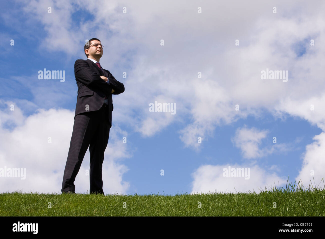 a successful businessman showing that he is powerful Stock Photo - Alamy