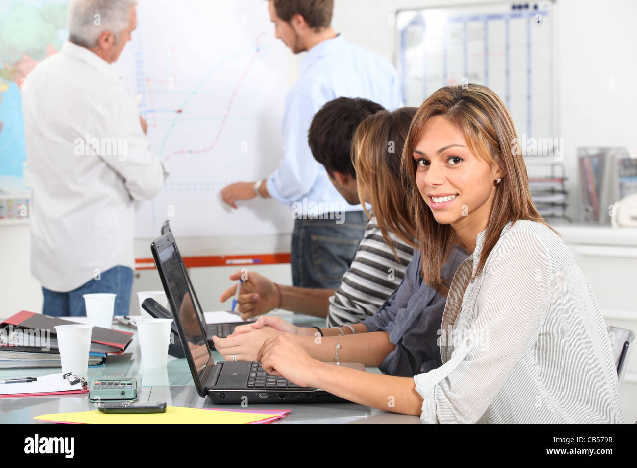 Trainees in classroom Stock Photo - Alamy