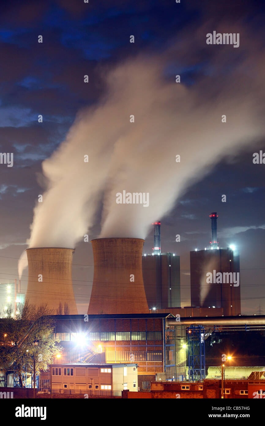 Gas power station. 2 turbine blocks generate over 600 Megawatt electric ...