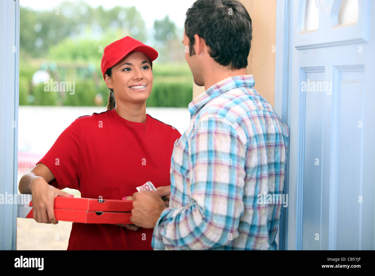 portrait of a delivery girl Stock Photo - Alamy