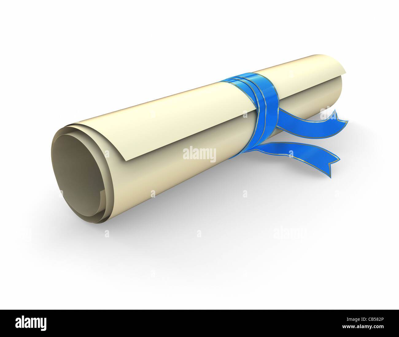 Certificate scroll with blue ribbon Stock Photo - Alamy