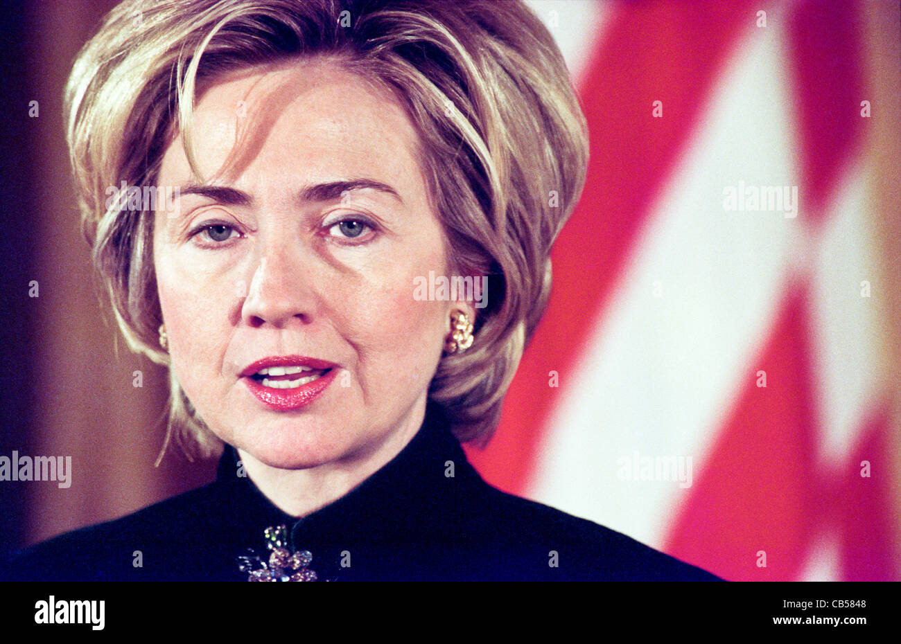 First lady Hillary Clinton speaks a child care event at the White House ...