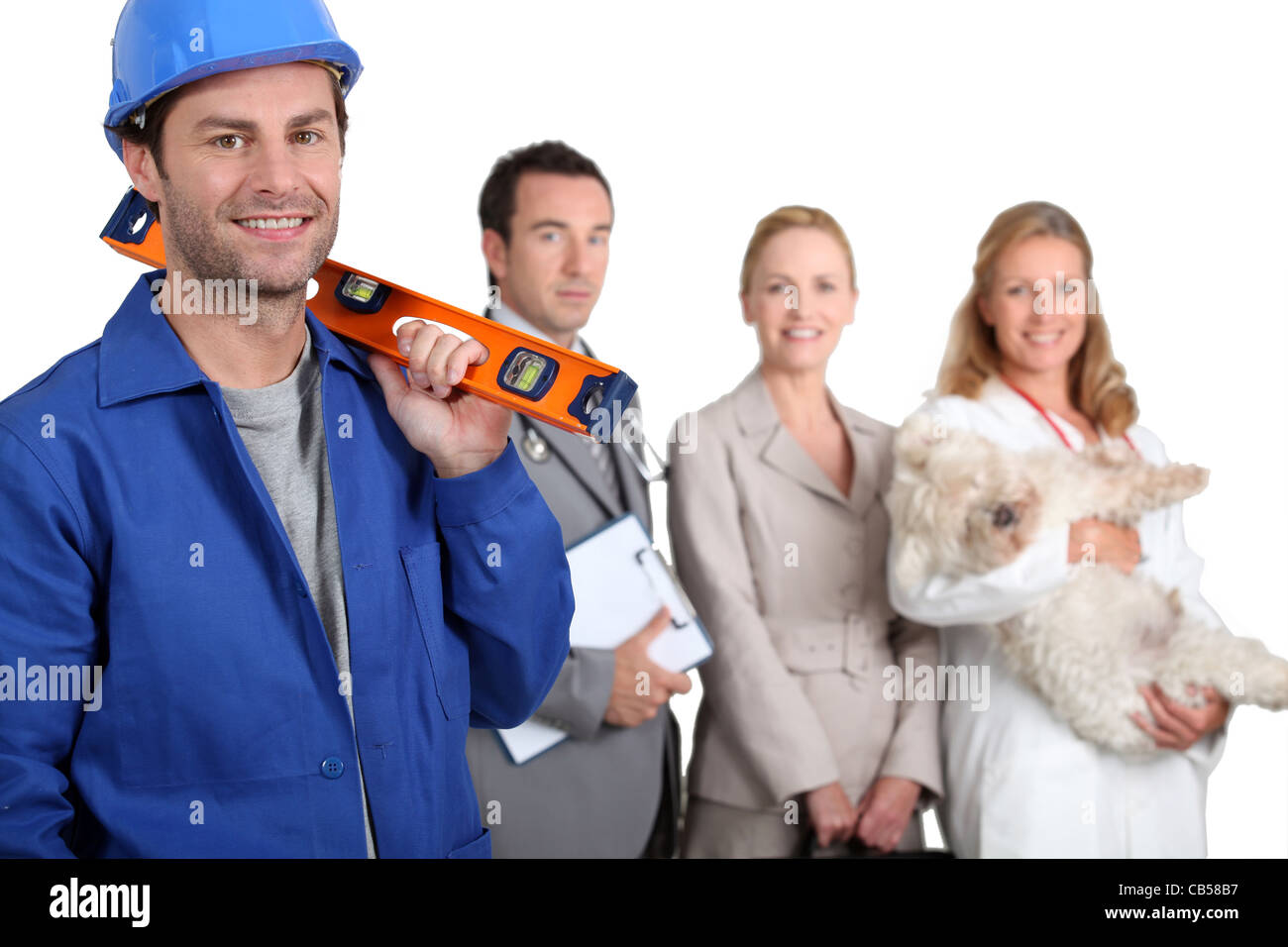 Four workers in different trades Stock Photo - Alamy