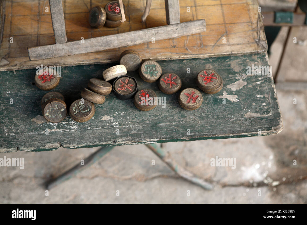 Chinese Chess, Xiangqi pieces on side of board, China, Asia Stock Photo ...
