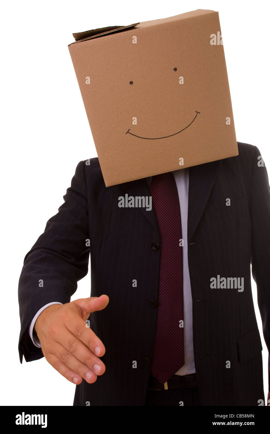 cardboad businessman with a smile face giving you a handshake Stock ...