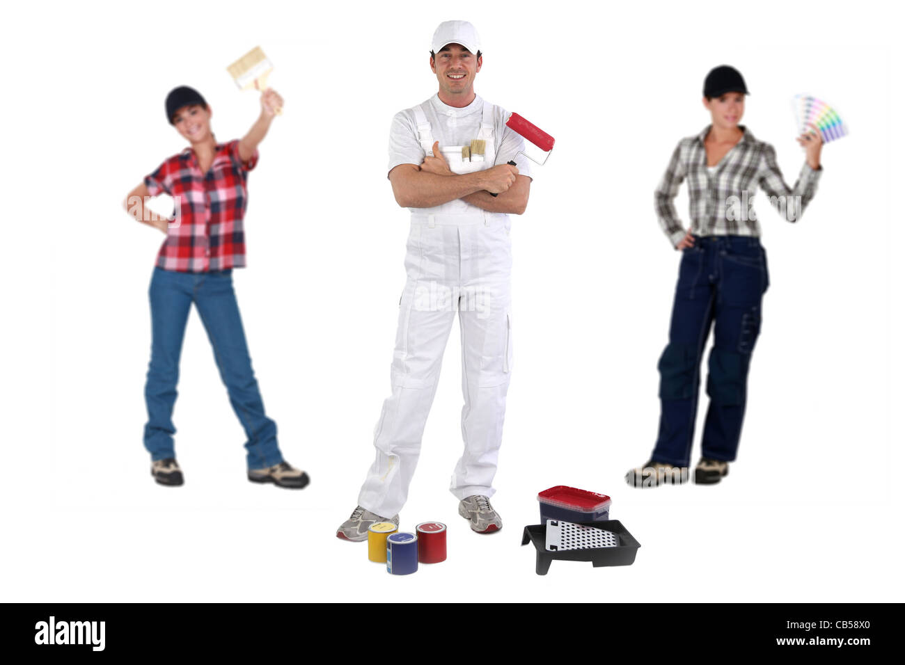 Male and female decorators Stock Photo - Alamy
