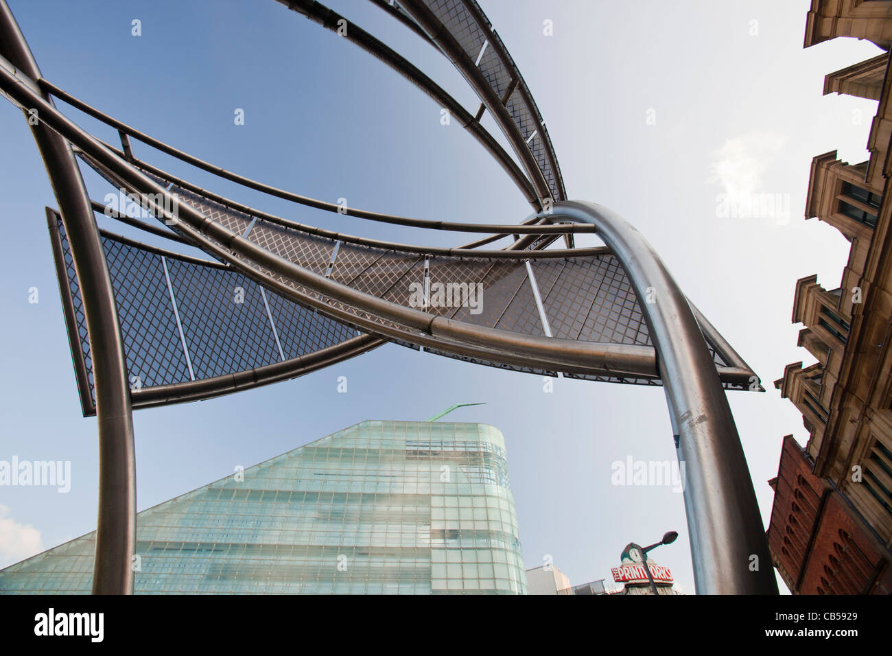 The Urbis building and the Arcus sculpture in Manchester City Centre ...
