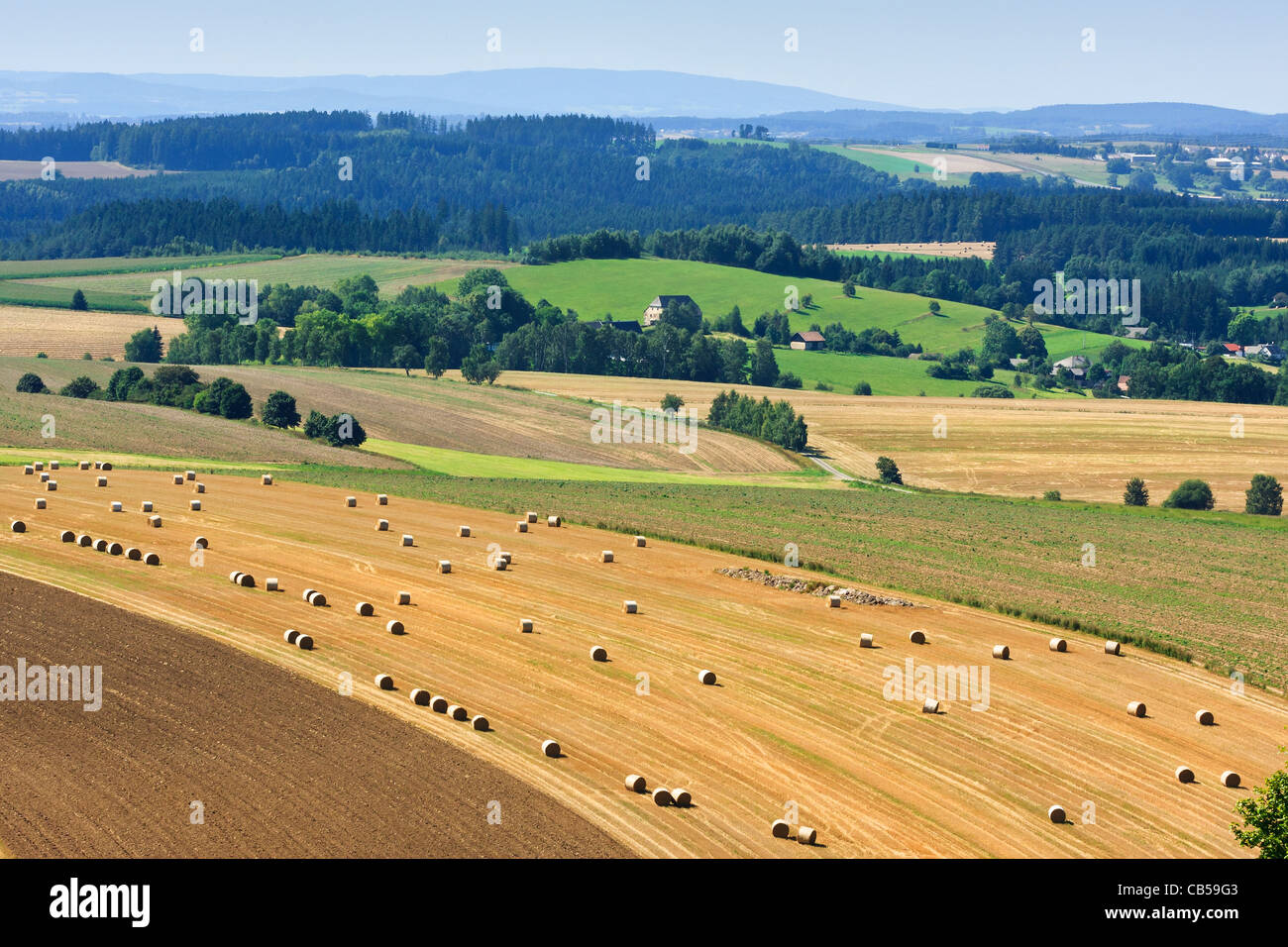 Summer field after harvest, wonderful intense colors Stock Photo - Alamy