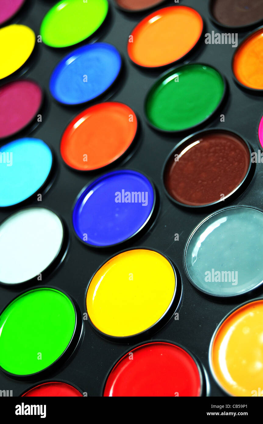 Watercolor palette mix different colors hi-res stock photography and ...