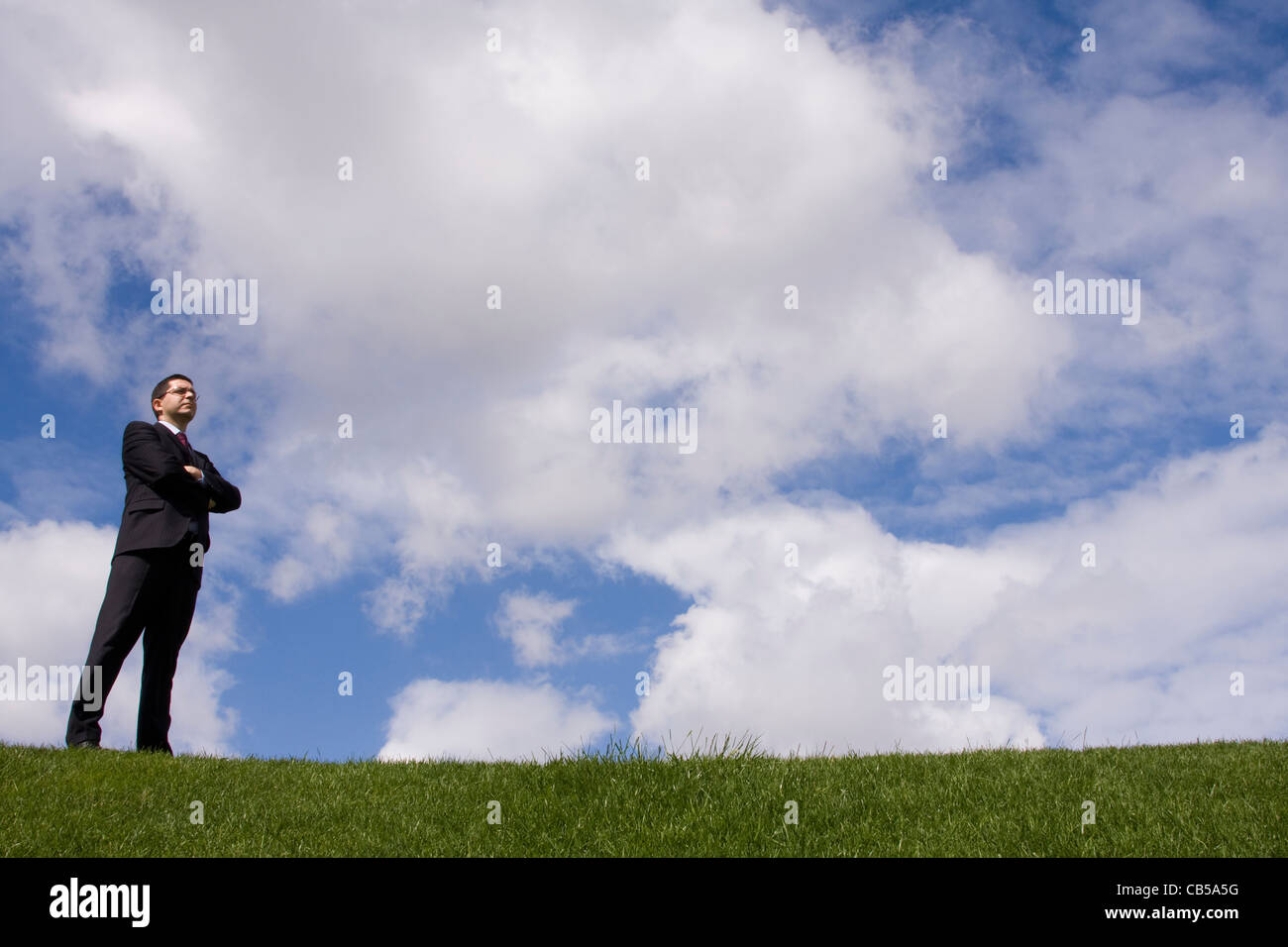 a successful businessman showing that he is powerful Stock Photo - Alamy