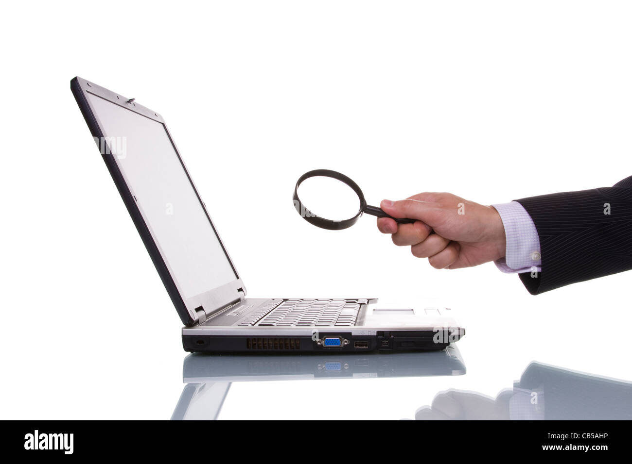 businessman finding data in a laptop Stock Photo - Alamy
