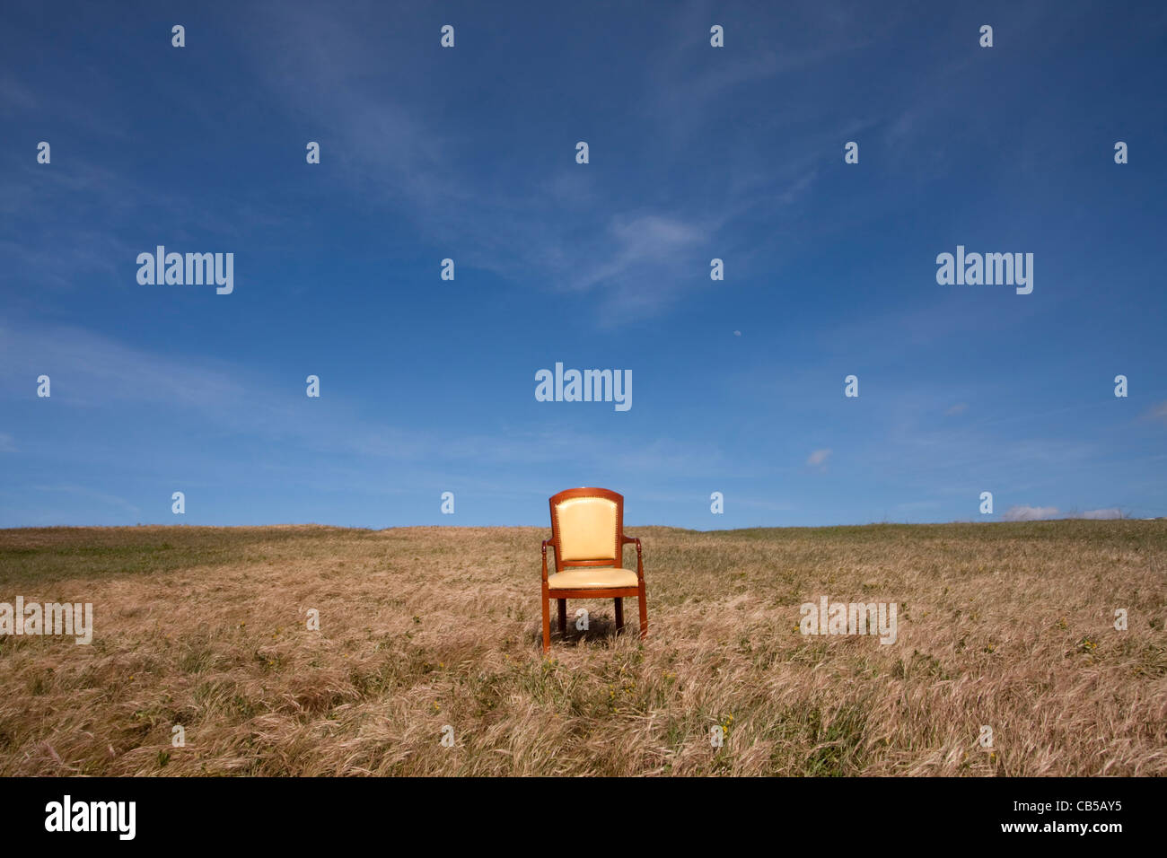 empty chair outside at the grass field Stock Photo - Alamy