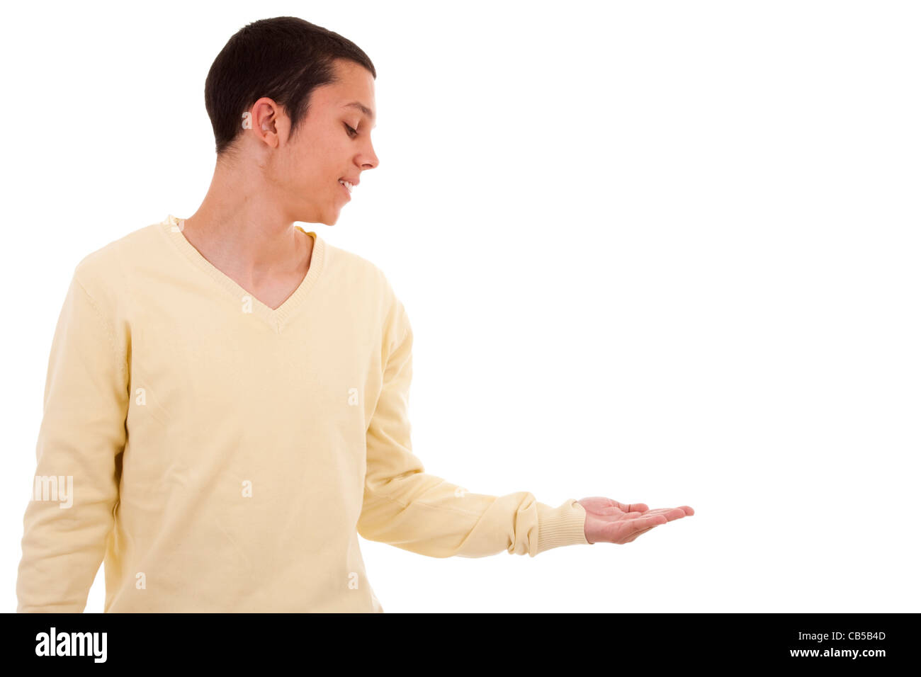 young men with both arms opened isolated on white Stock Photo - Alamy