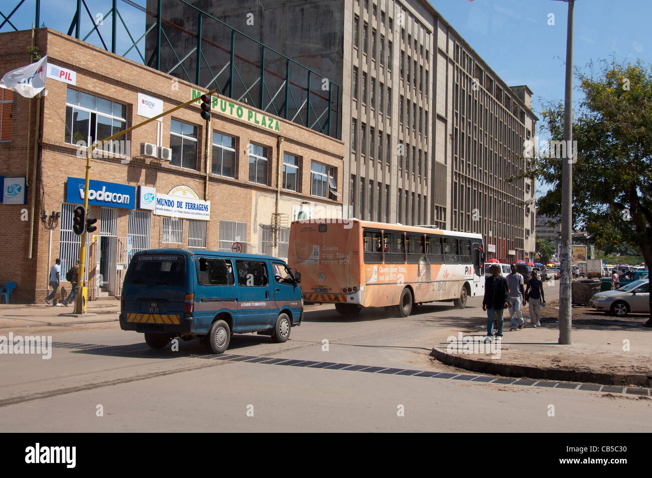 Africa, Mozambique, Maputo. Typical street scene in downtown Maputo ...