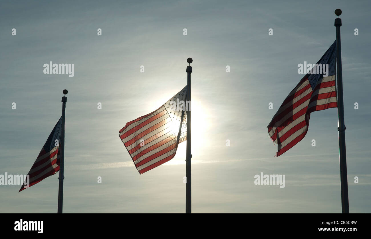 Flag with sun behind Stock Photo - Alamy