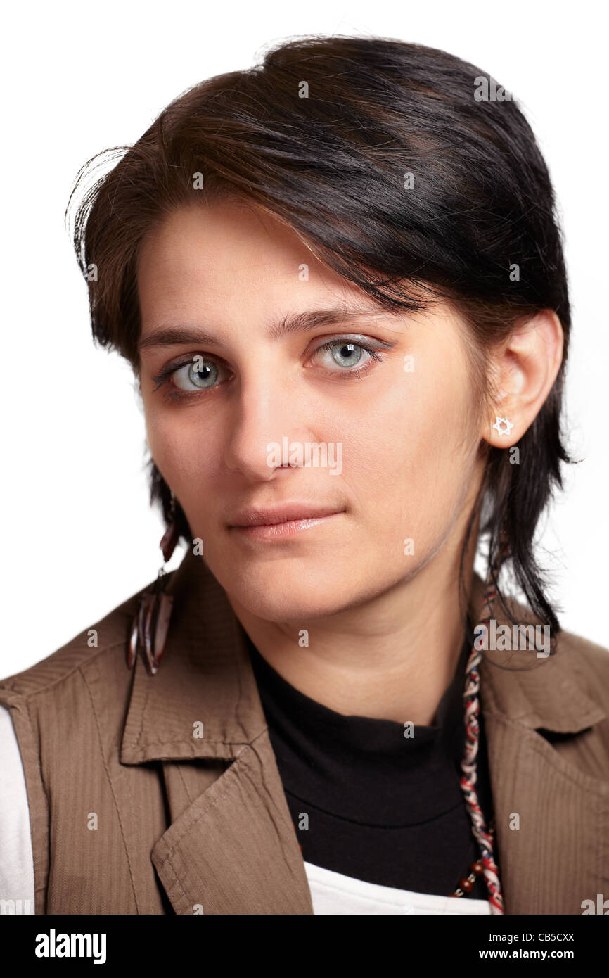 Portrait of a young rebel woman against white Stock Photo - Alamy