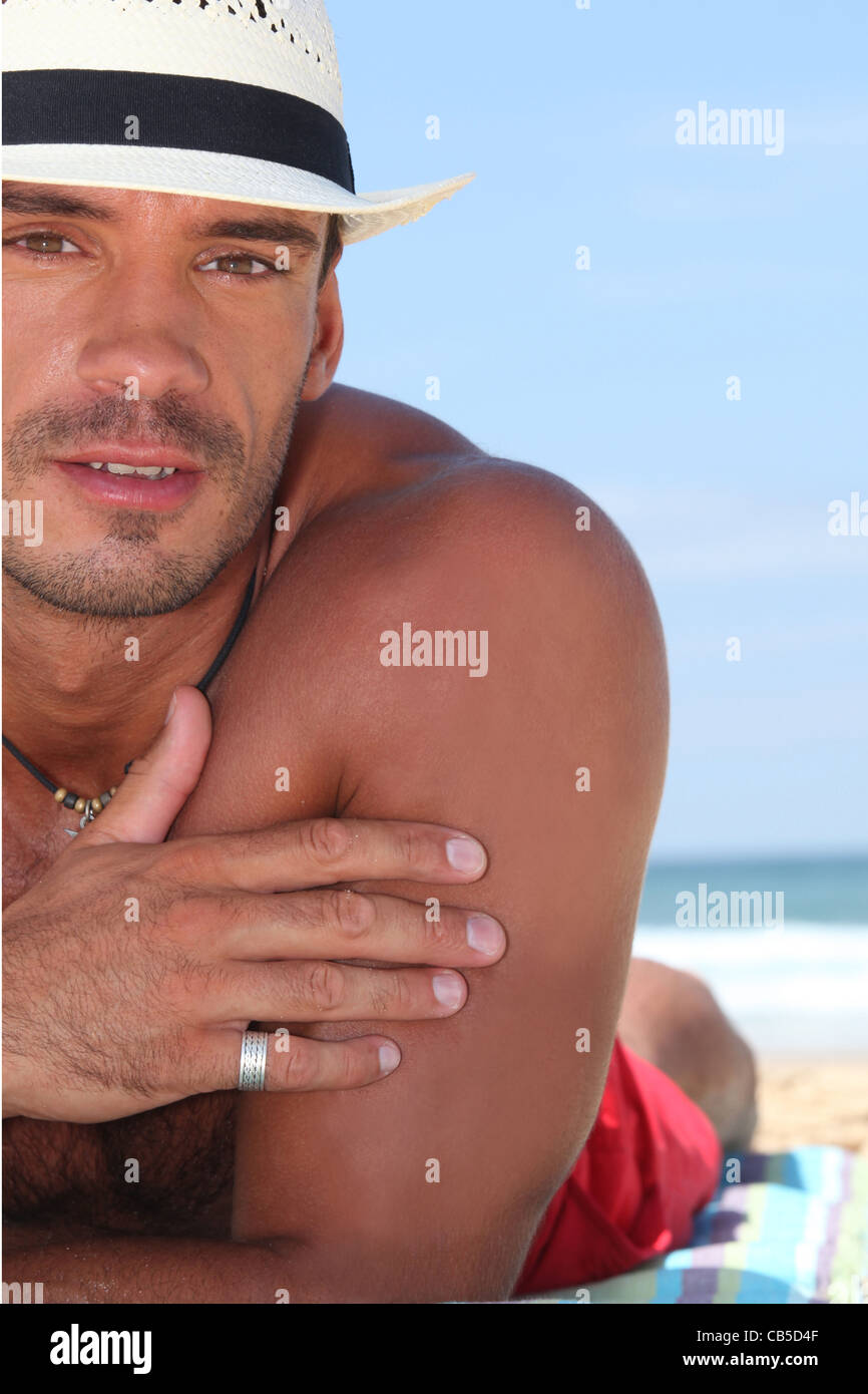 portrait of a man on the beach Stock Photo - Alamy