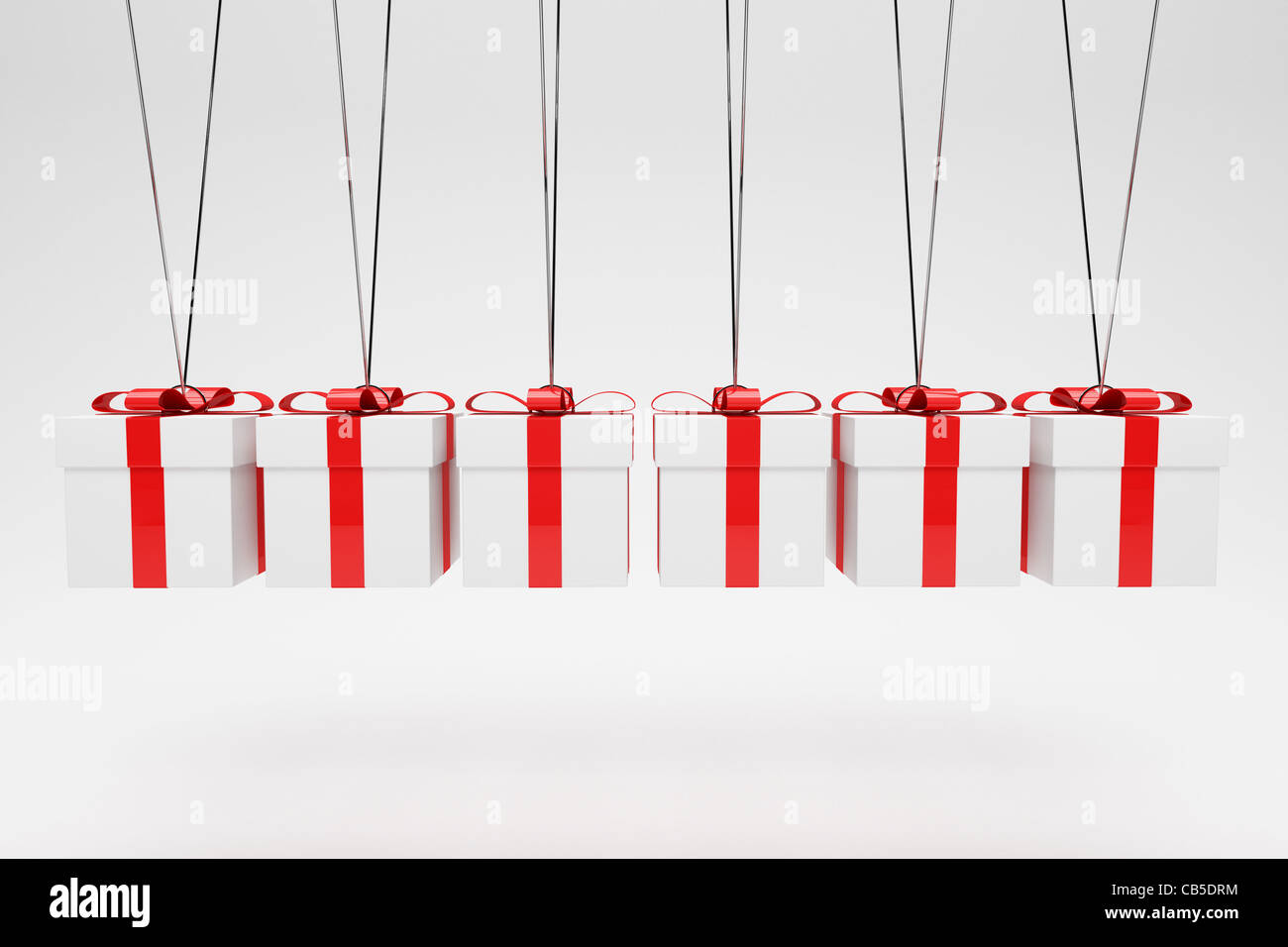 Hanging gift box with red ribbon 3d illustration Stock Photo - Alamy