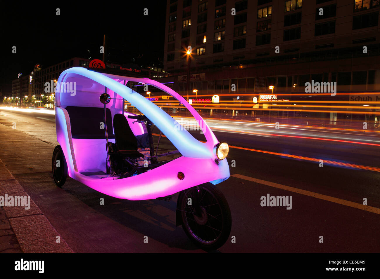 Environmentally friendly bike taxi (cycle bike; velo taxi) waiting for ...