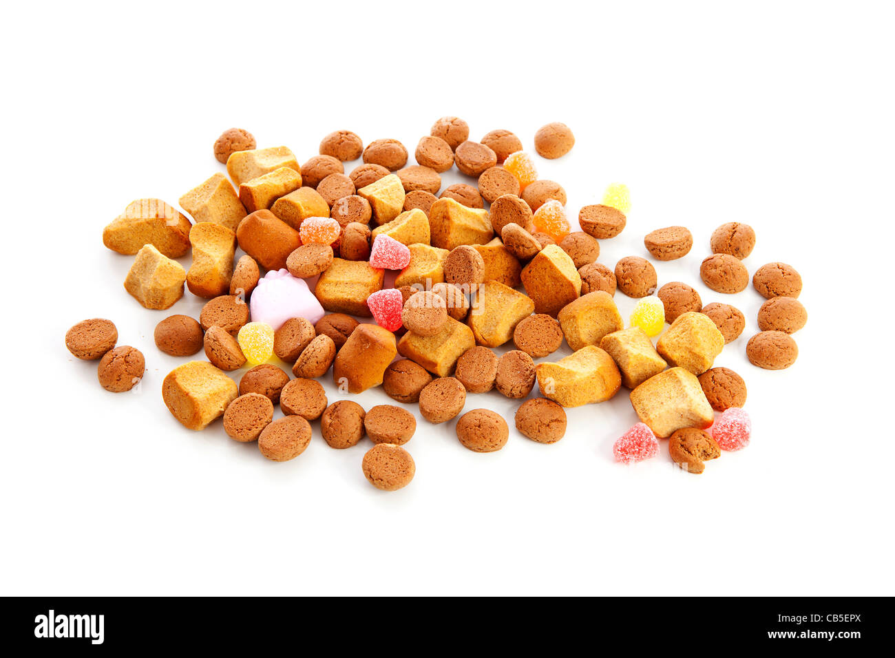 Typical Dutch sweets: pepernoten over white background Stock Photo - Alamy
