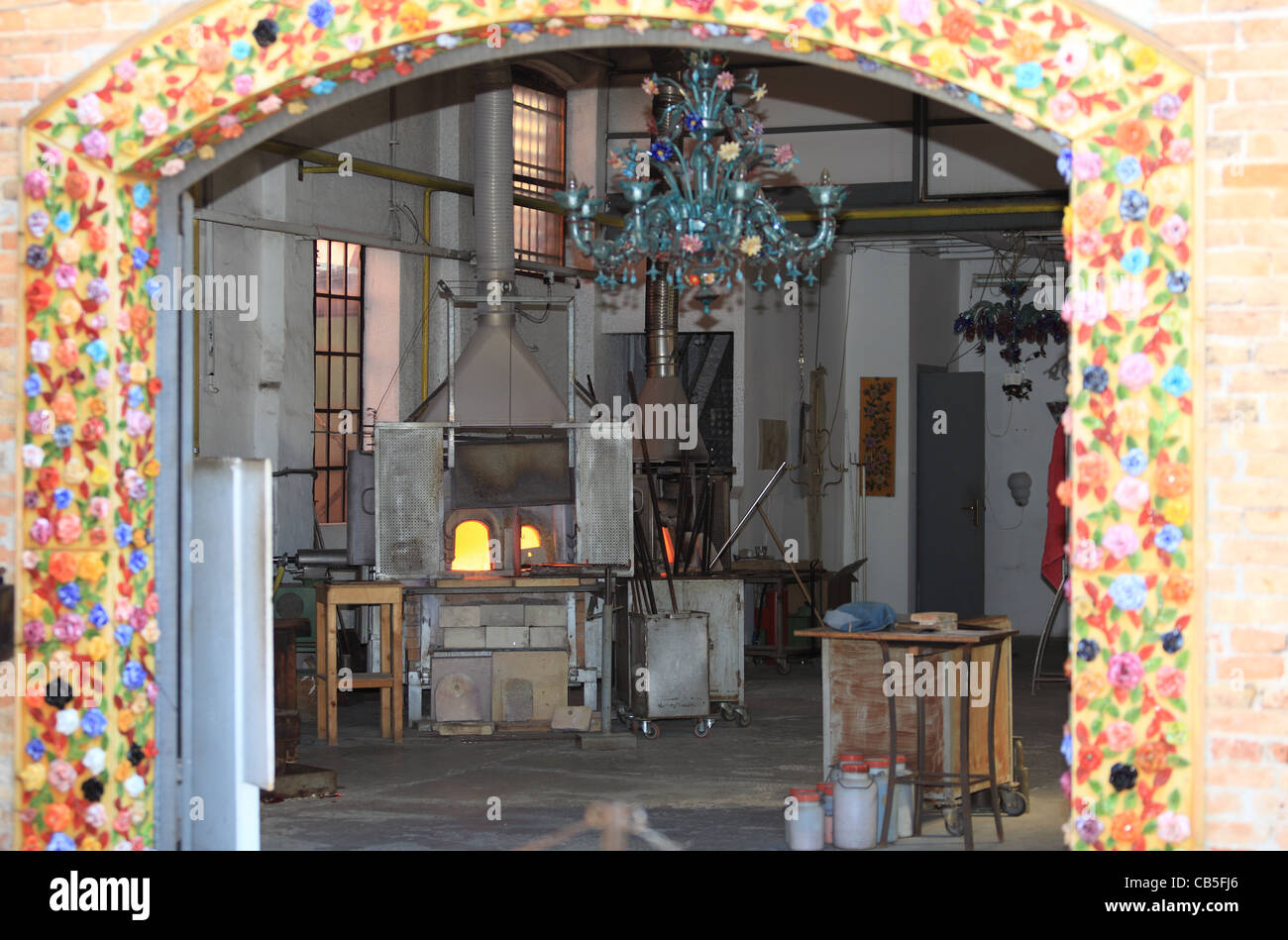 A glass furnace and factory area on Murano island, Venice, Italy Stock ...