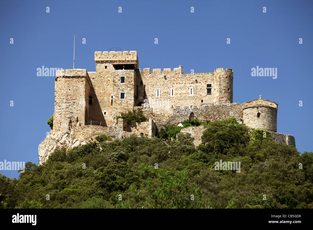 an ancient castle in France on top of mountain Stock Photo - Alamy