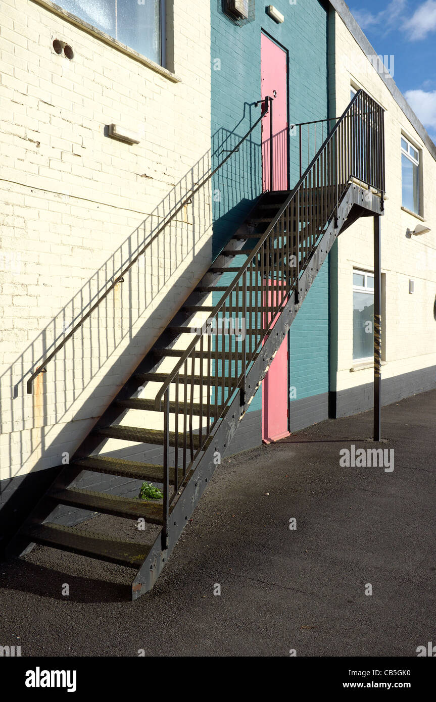 Fire escape metal ladder Stock Photo - Alamy