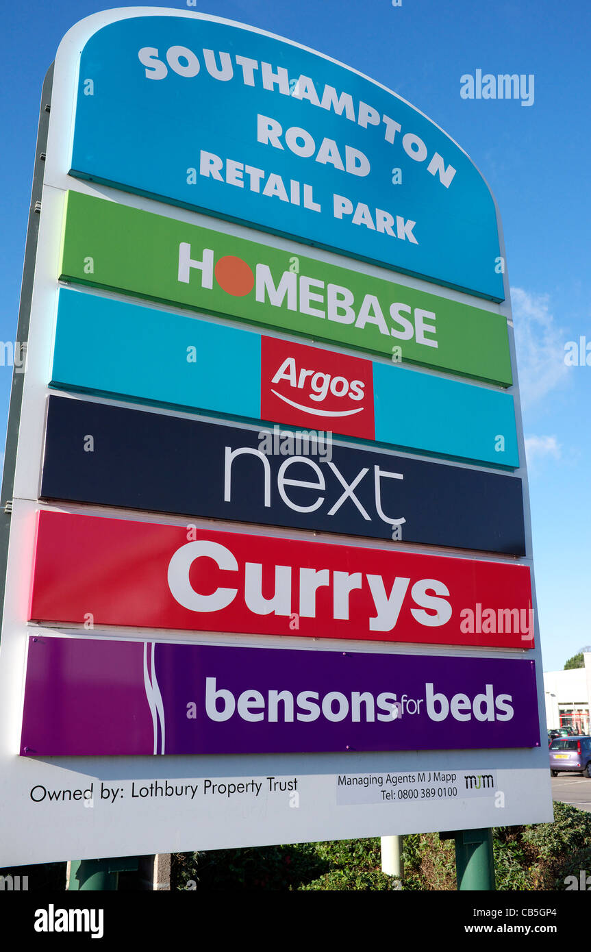 Sign advertising a retail park Stock Photo - Alamy