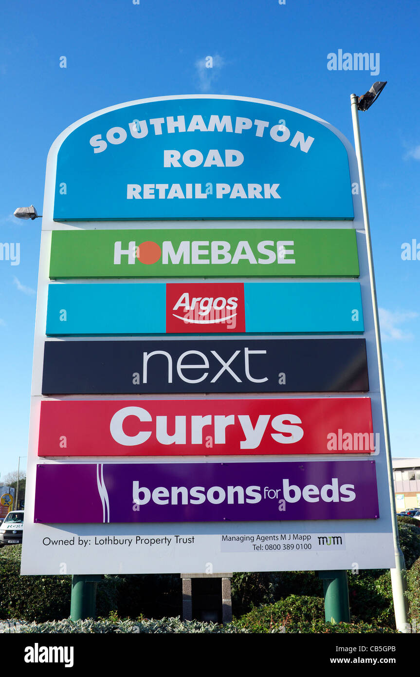 Sign advertising a retail park Stock Photo - Alamy
