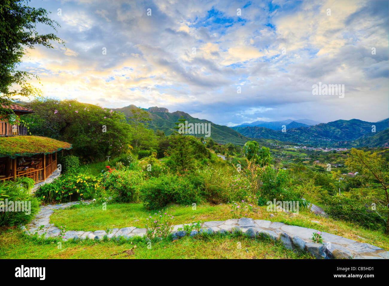 Looking down on Vilcabamba, Ecuador at sunset Stock Photo - Alamy