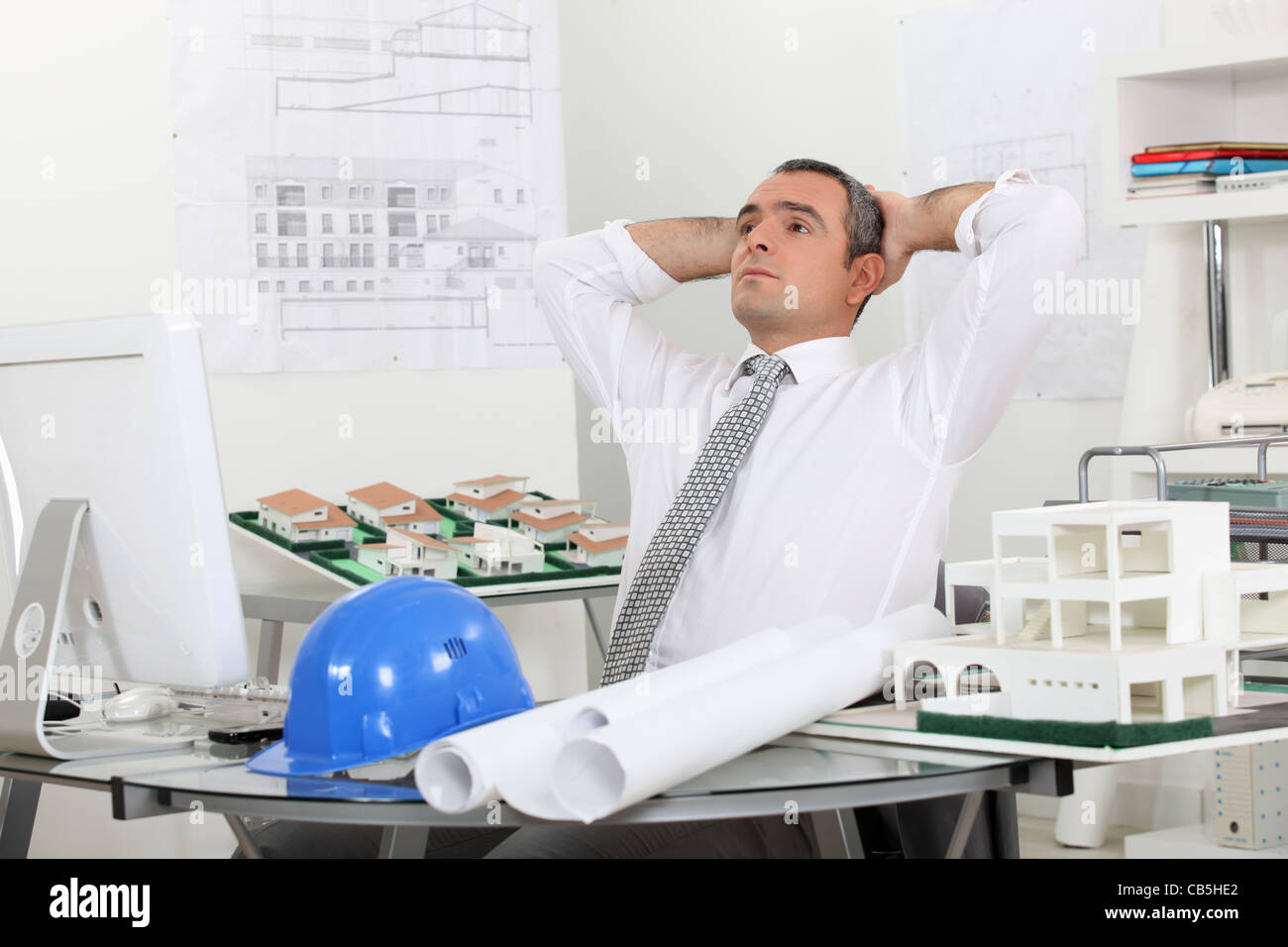architect relaxing in his office Stock Photo - Alamy