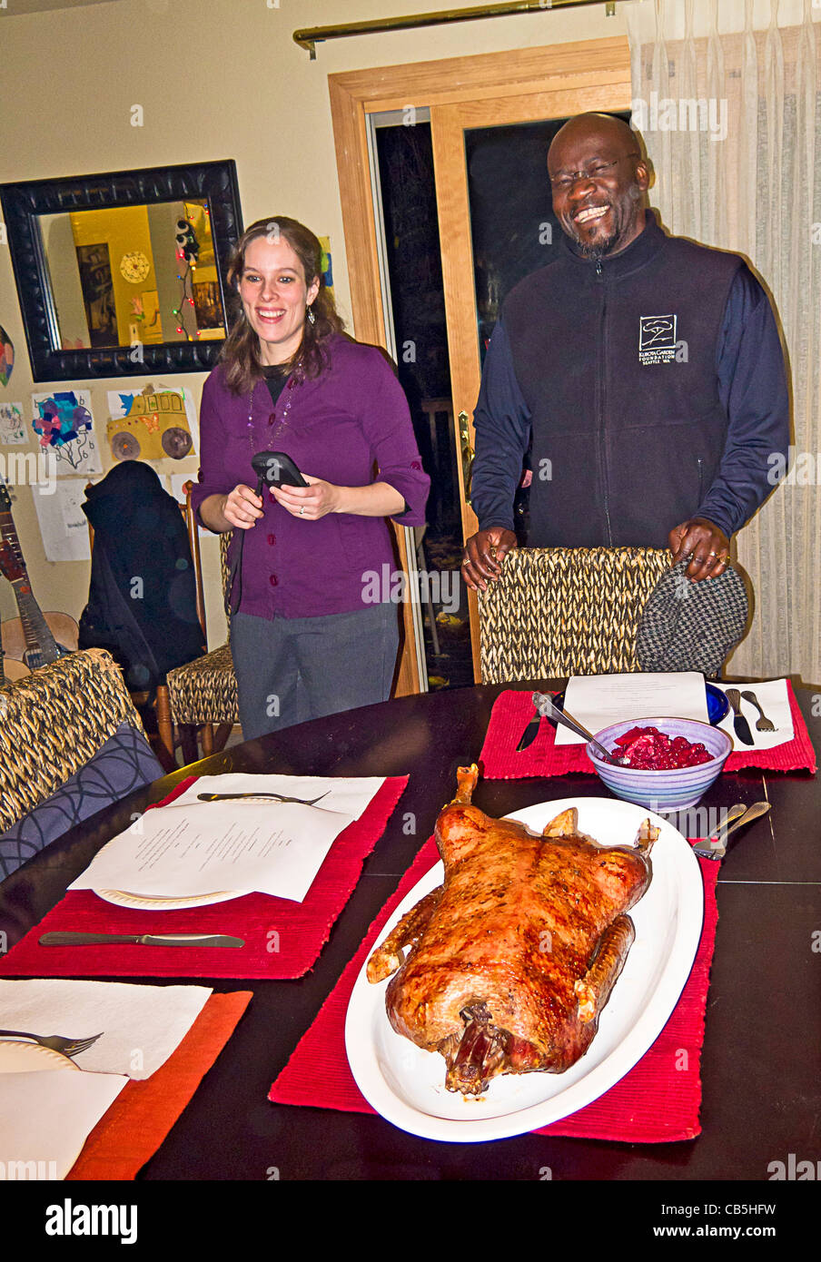 Roasted goose on table hi-res stock photography and images - Alamy
